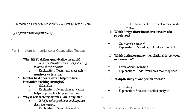 Practical Research 2: First Quarter Exam Reviewer and Key Concepts ...