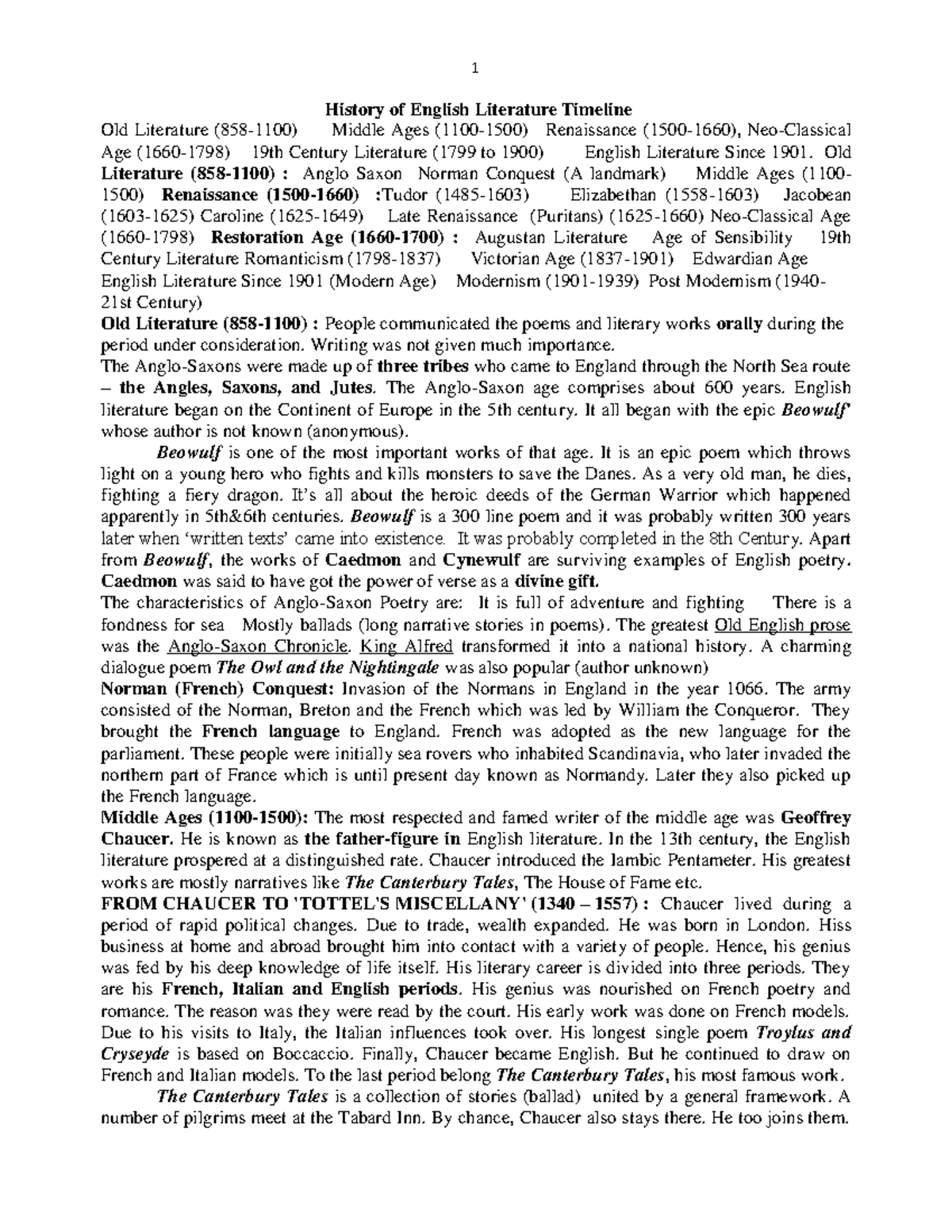 22 - History of English Literature Overview: From Old English to the ...