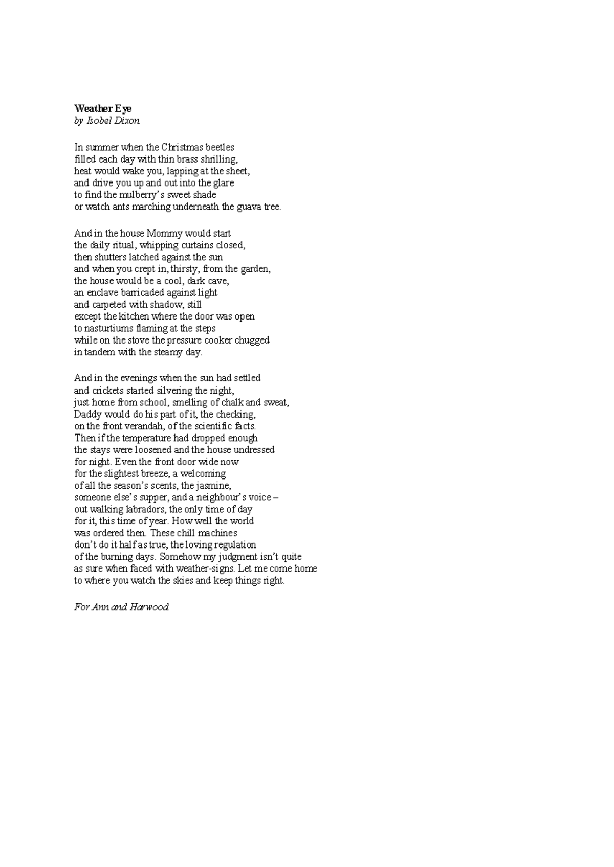 Weather Eye Analysis: Isobel Dixon's Reflection on Summer Rituals ...