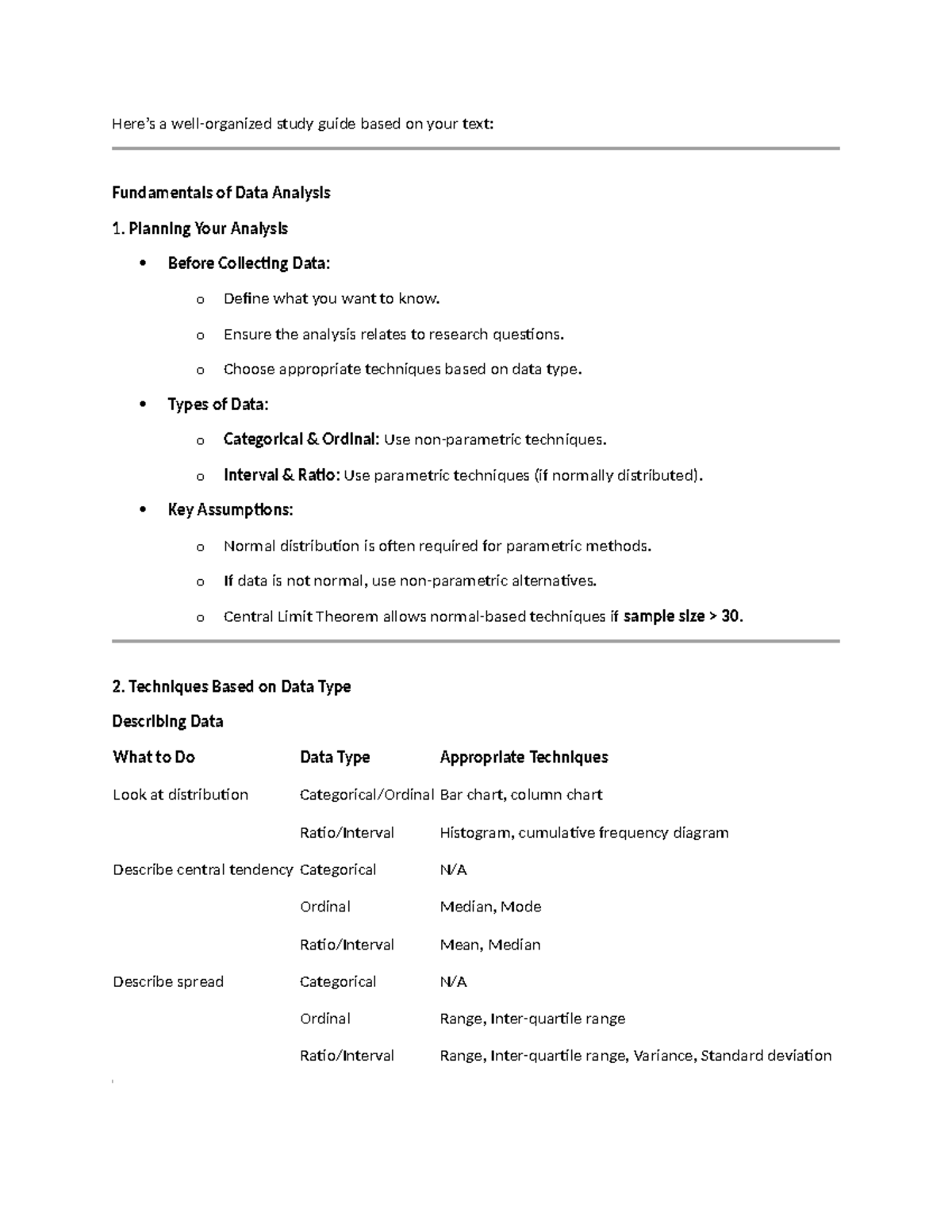 Statistical Treatment Guide: Techniques for Data Analysis - Studocu