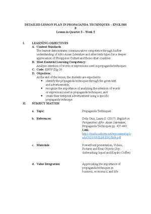 Al saad lesson plan - DETAILED LESSON PLAN School QUEZON PANITIAN NATIONAL HIGH SCHOOL Grade ...