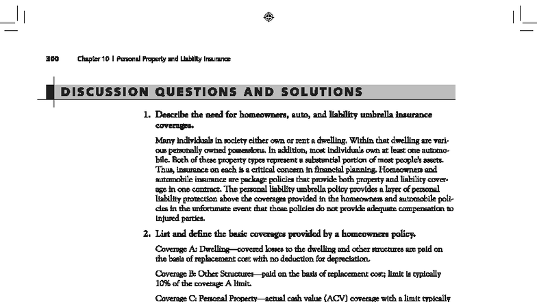 PFP 300 Chapter 10 Personal Property & Liability Insurance Q&A ...