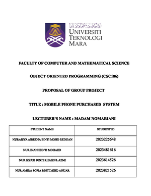 CSC186 PASTYEAR CHAPTER4 - EXERCISE CHAPTER 4 Question 1 Given the following class diagram for ...