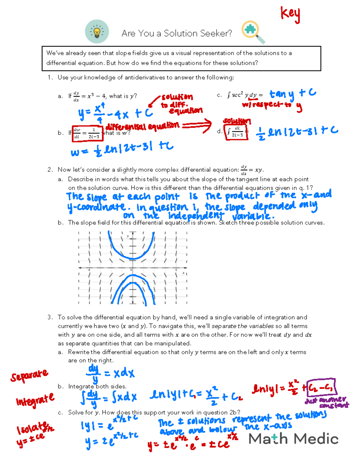 Lesson 7.3 Answer Key: Are You a Solution Seeker? - AP Calculus - Studocu