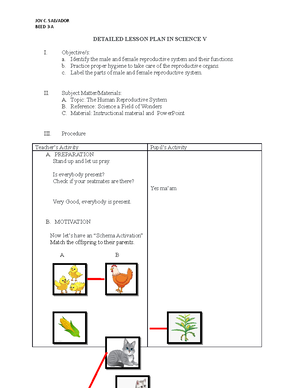 Detailed lesson plan with bullets - A Detailed Lesson Plan in Science 5 ...