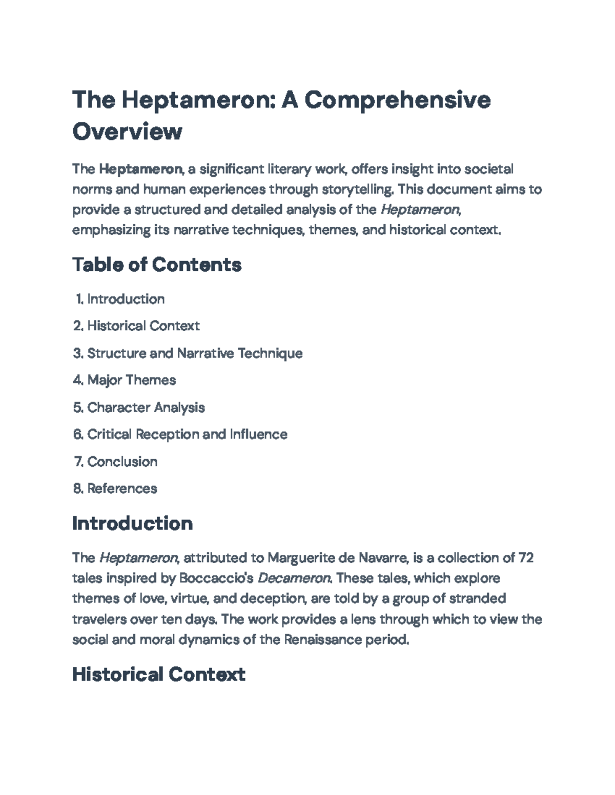 Analyzing "The Heptameron": Themes, Techniques, and Contextual Insights ...