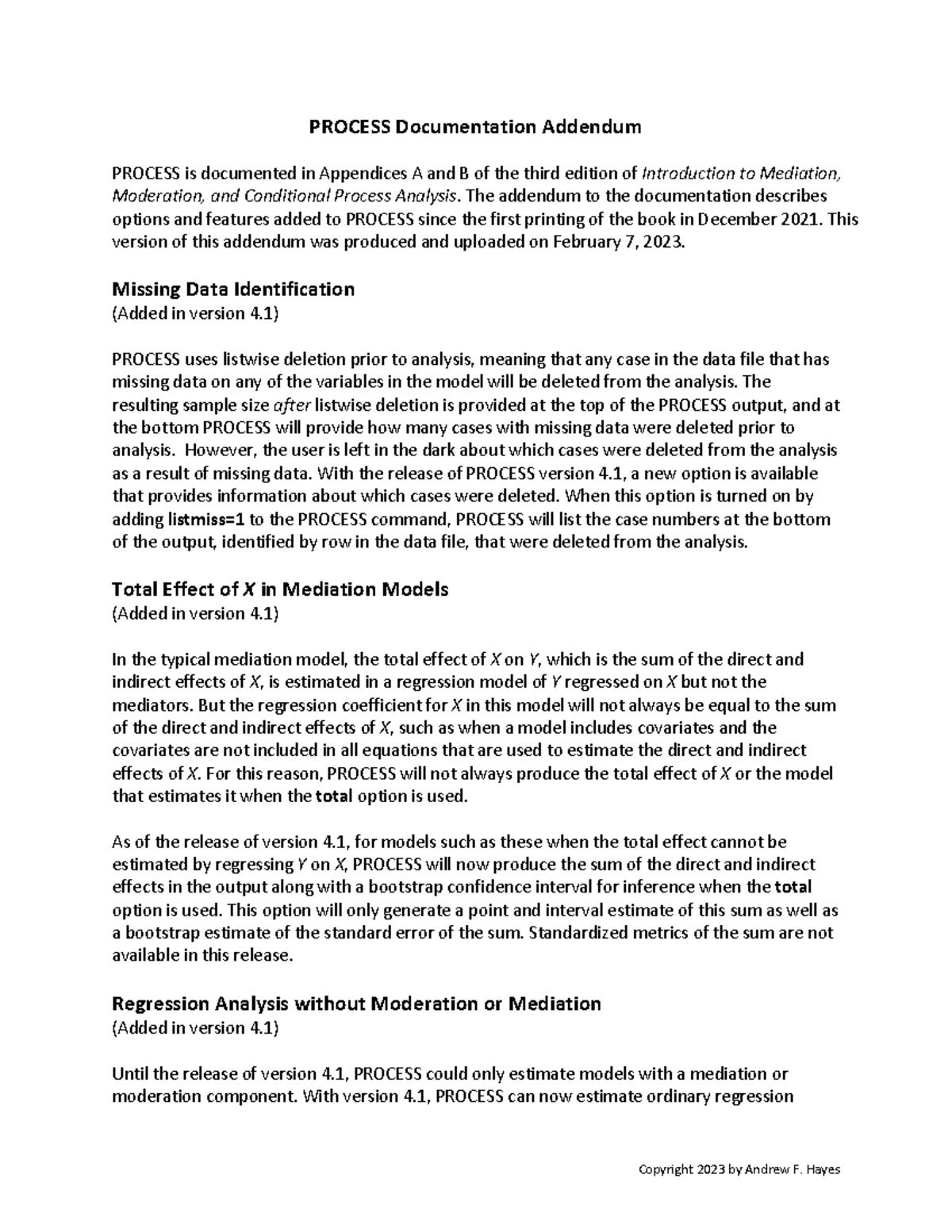PROCESS Version 4 Documentation Addendum: Key Updates and Features ...