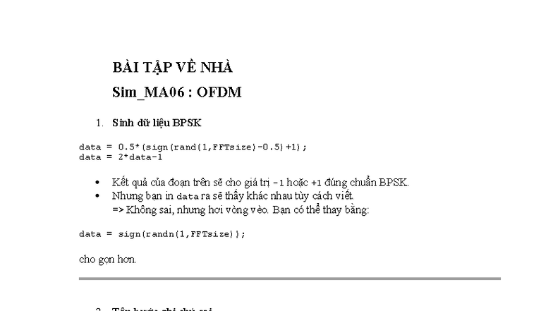 Sim MA06: Bài Tập Về OFDM và Tính Toán BER - Studocu