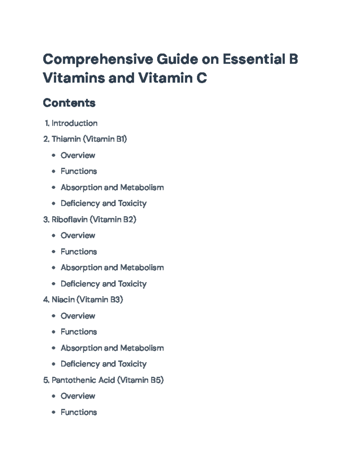 Comprehensive Guide to Essential B Vitamins and Vitamin C ...