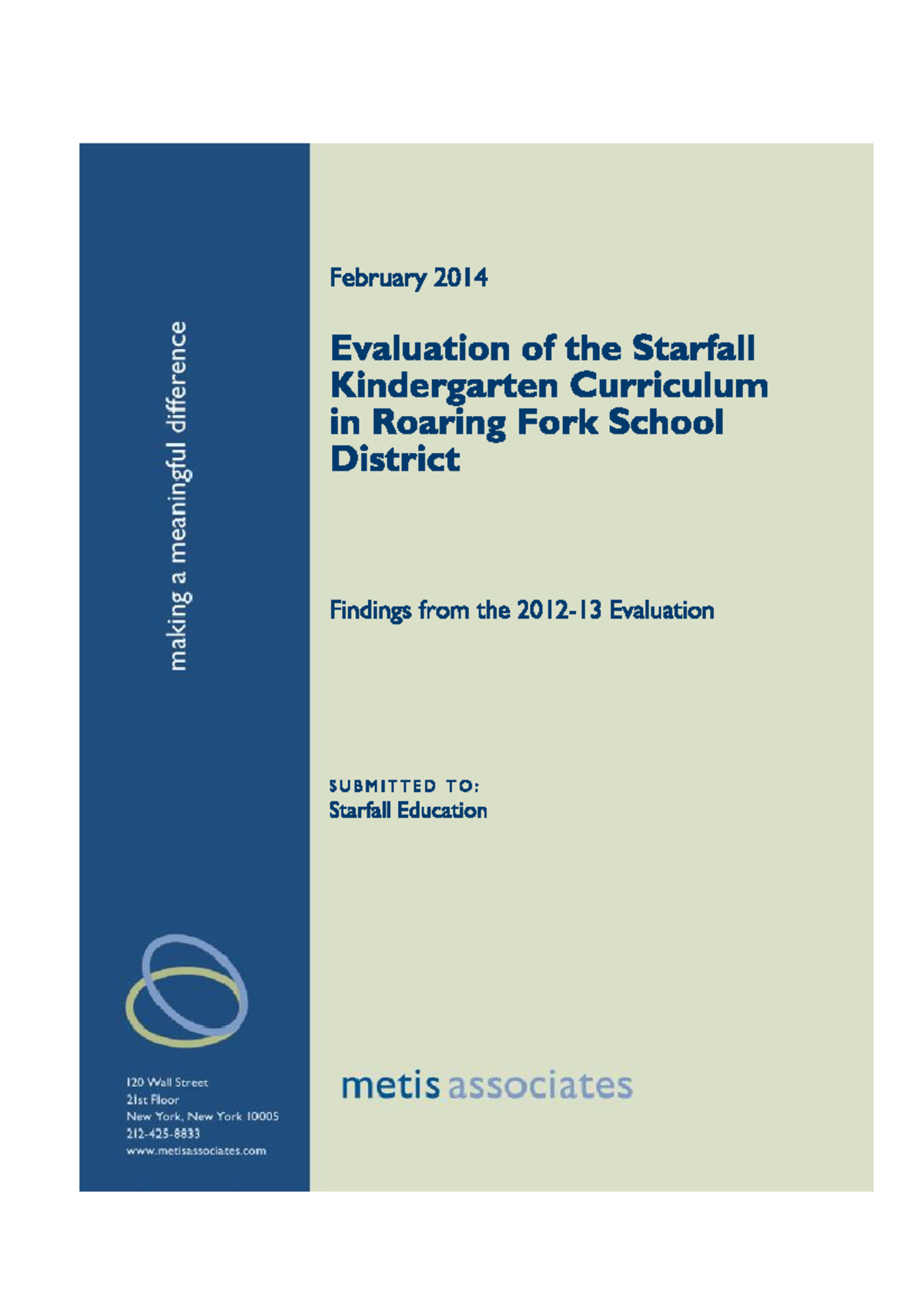 K-STAR 2014 Evaluation of Starfall Kindergarten Curriculum in Roaring ...