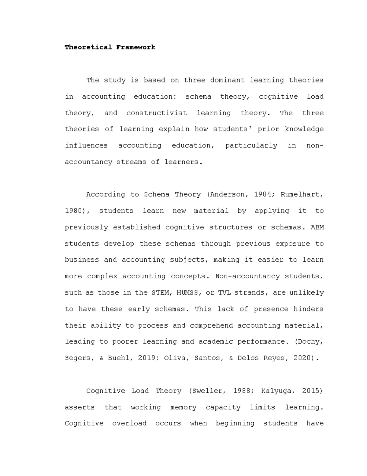 Theoretical Framework: Learning Theories in Accounting Education - Studocu