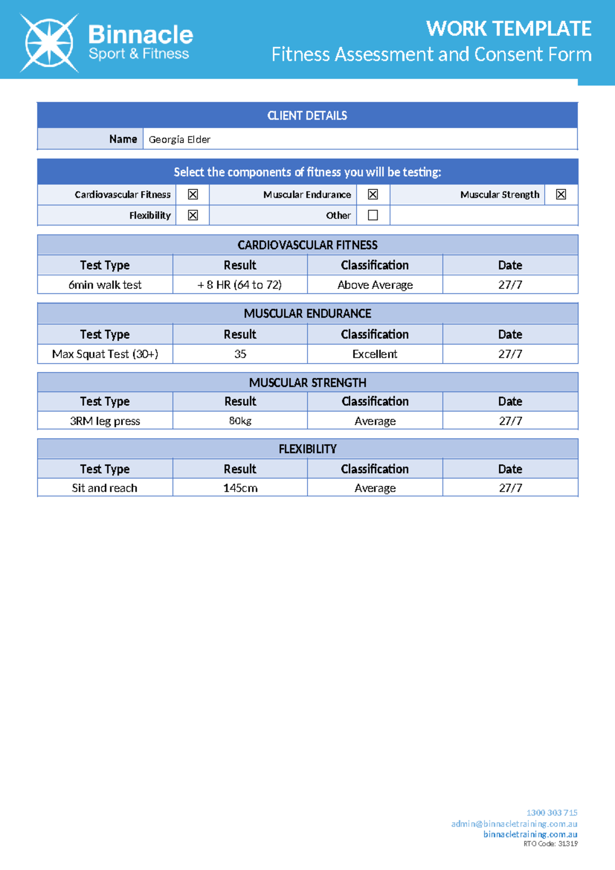 Fitness Assessment Template: Client Consent Form - Studocu