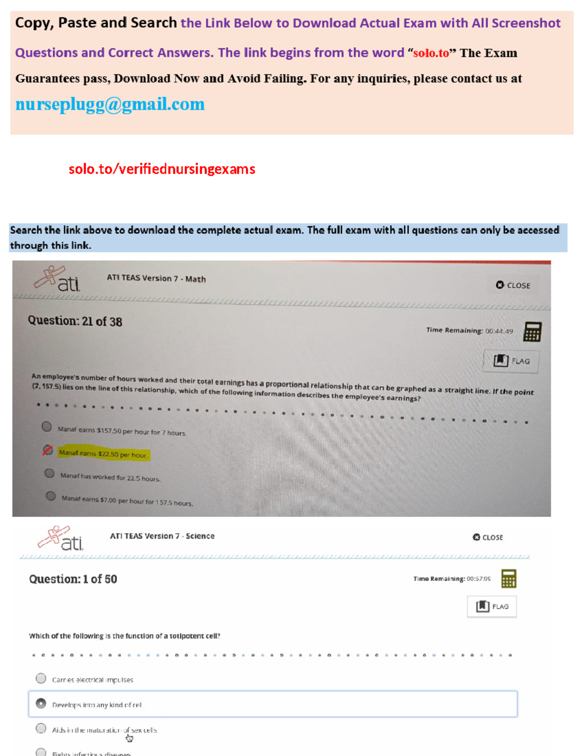 Pass 2026 ATI TEAS 7 Exam: Reading, Math, Science & English Q&A - Studocu