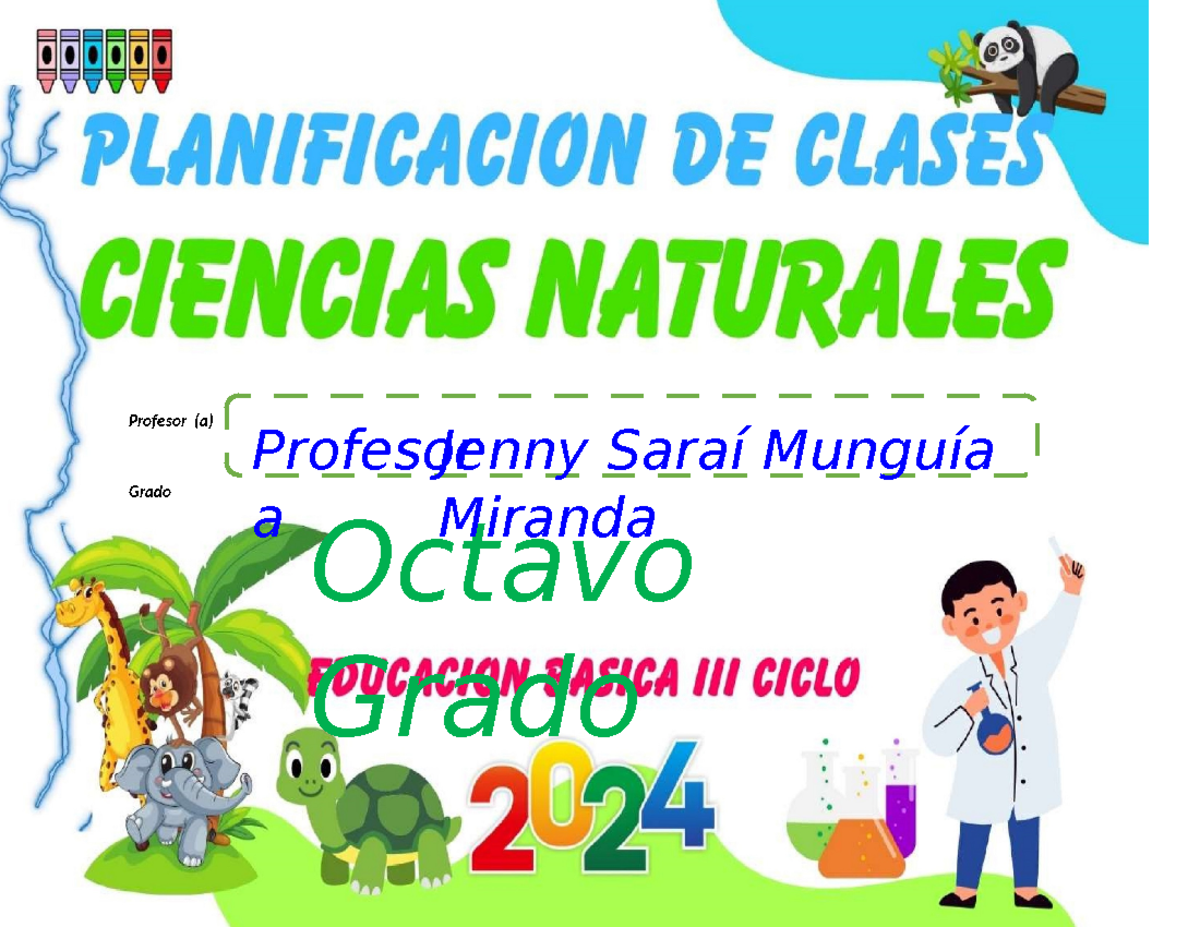Jornalización Ciencias Naturales 8° Grado - Lic. Jenny Munguía 2024 ...