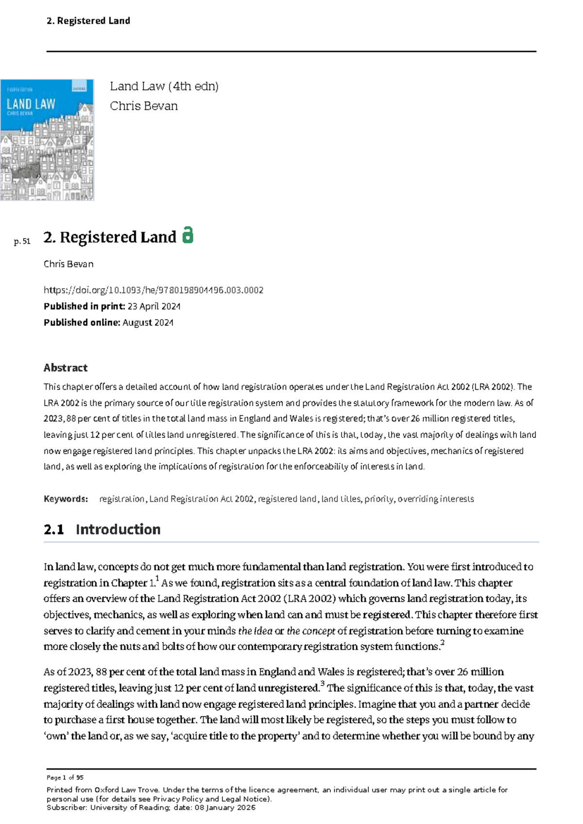 2. Registered Land: Insights on the Land Registration Act 2002 - Studocu