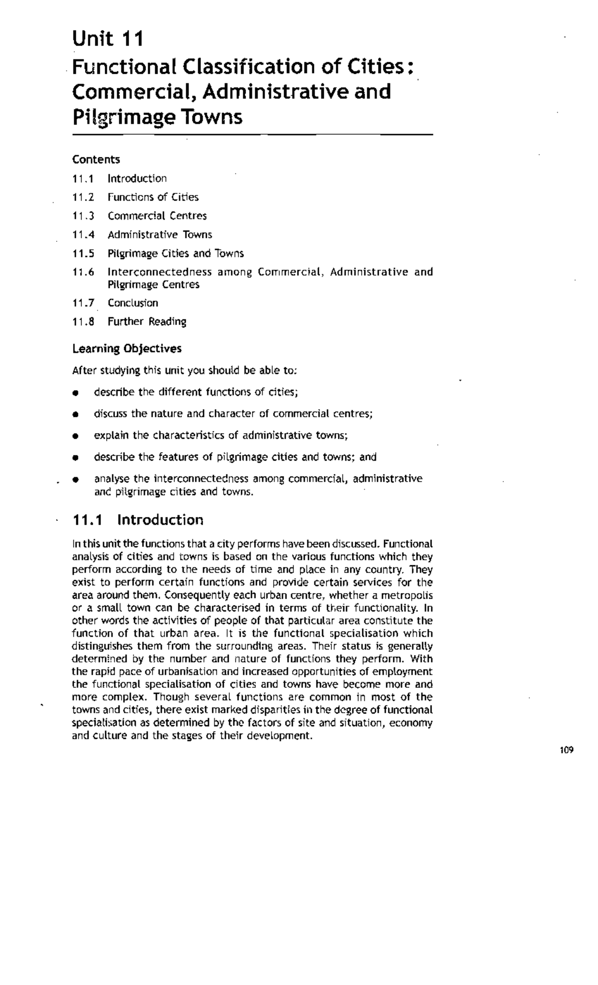 Functional classification - 1 Introduction 11 .2 Functions of Cities 1 ...