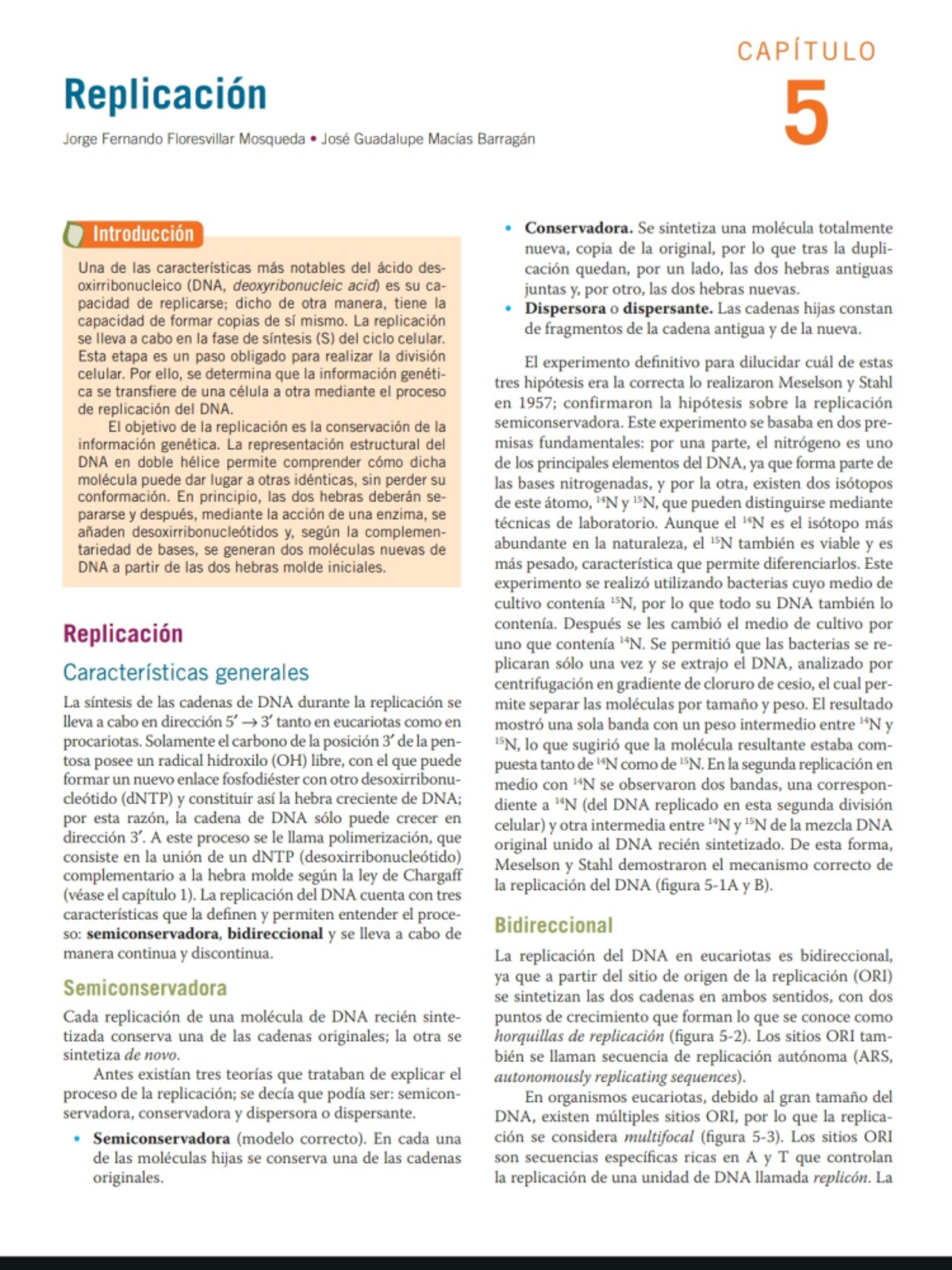 CAPÍTULO 5: Resumen sobre la Replicación del DNA - Studocu