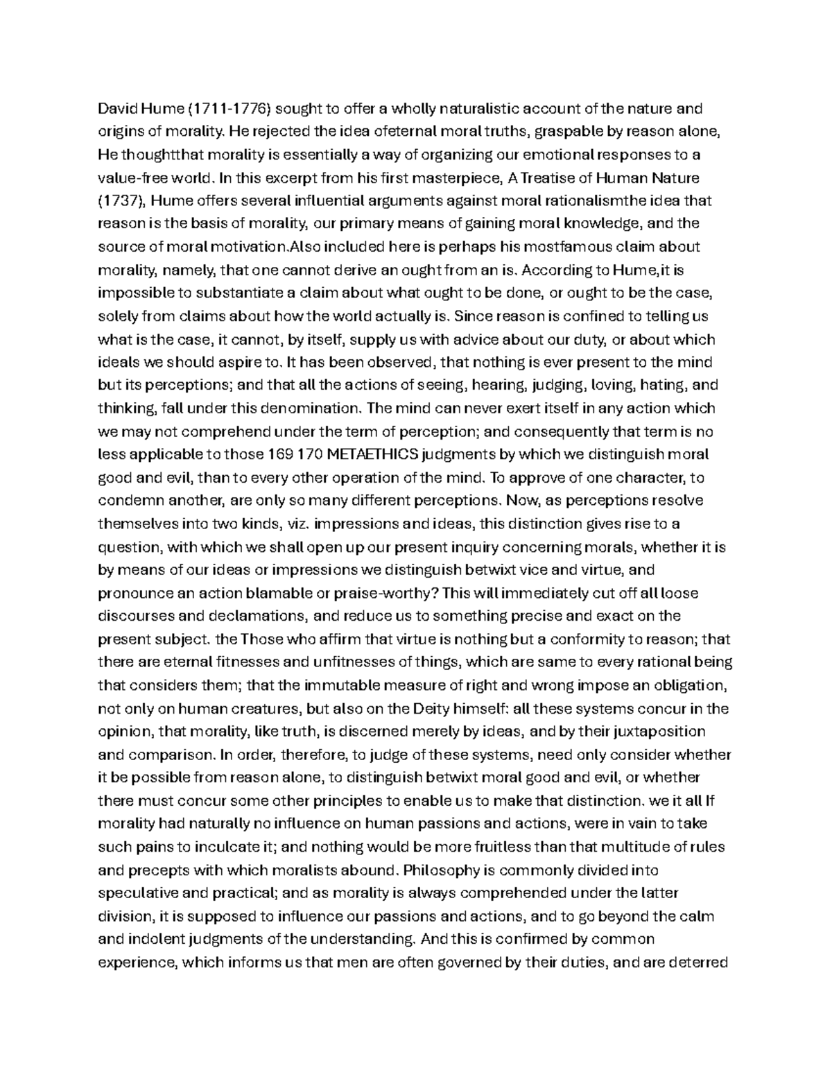 David Hume: Analyzing Moral Distinctions Not Derived from Reason - Studocu