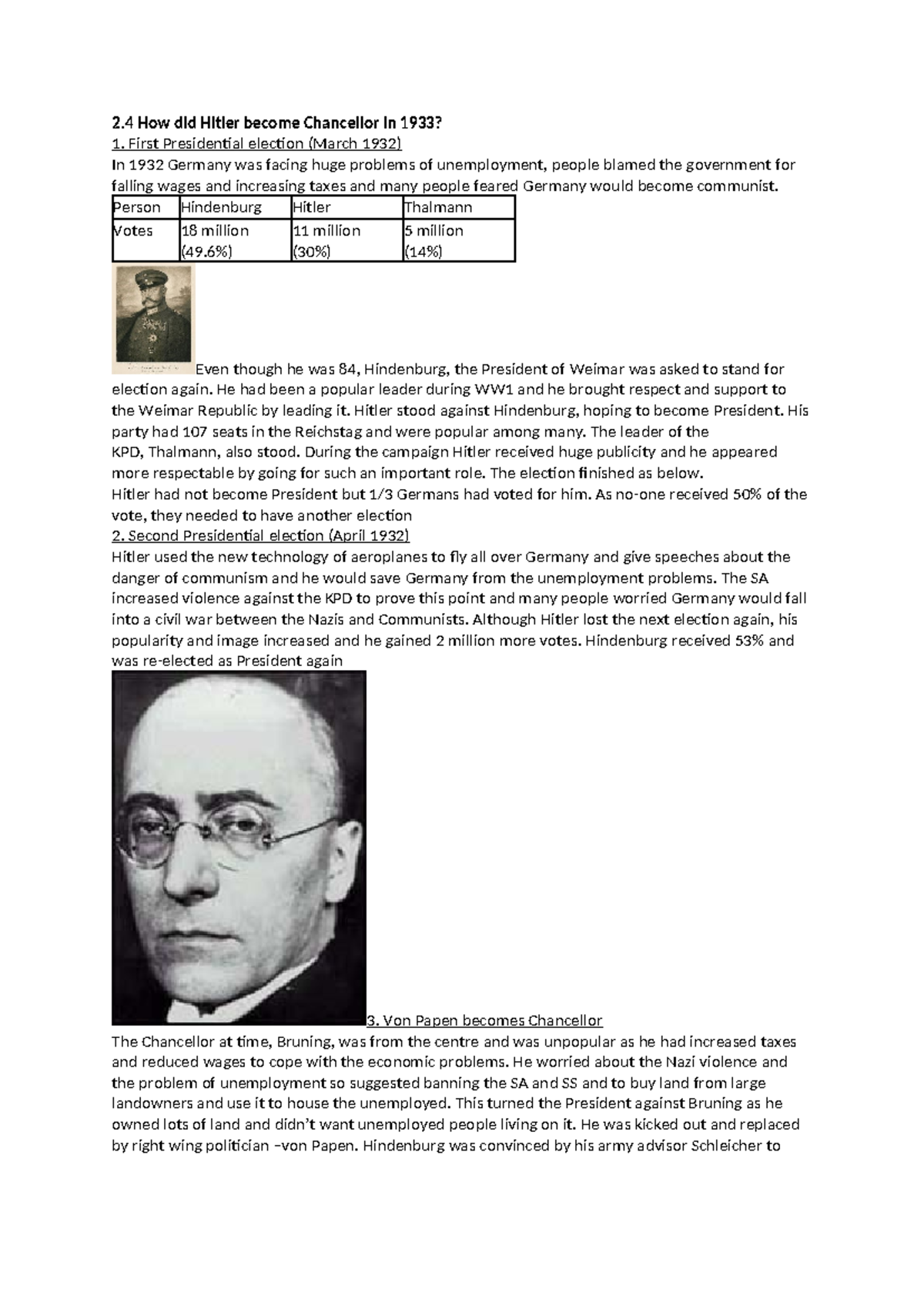 How Hitler Ascended: His Journey to Chancellor in 1933 - Studocu