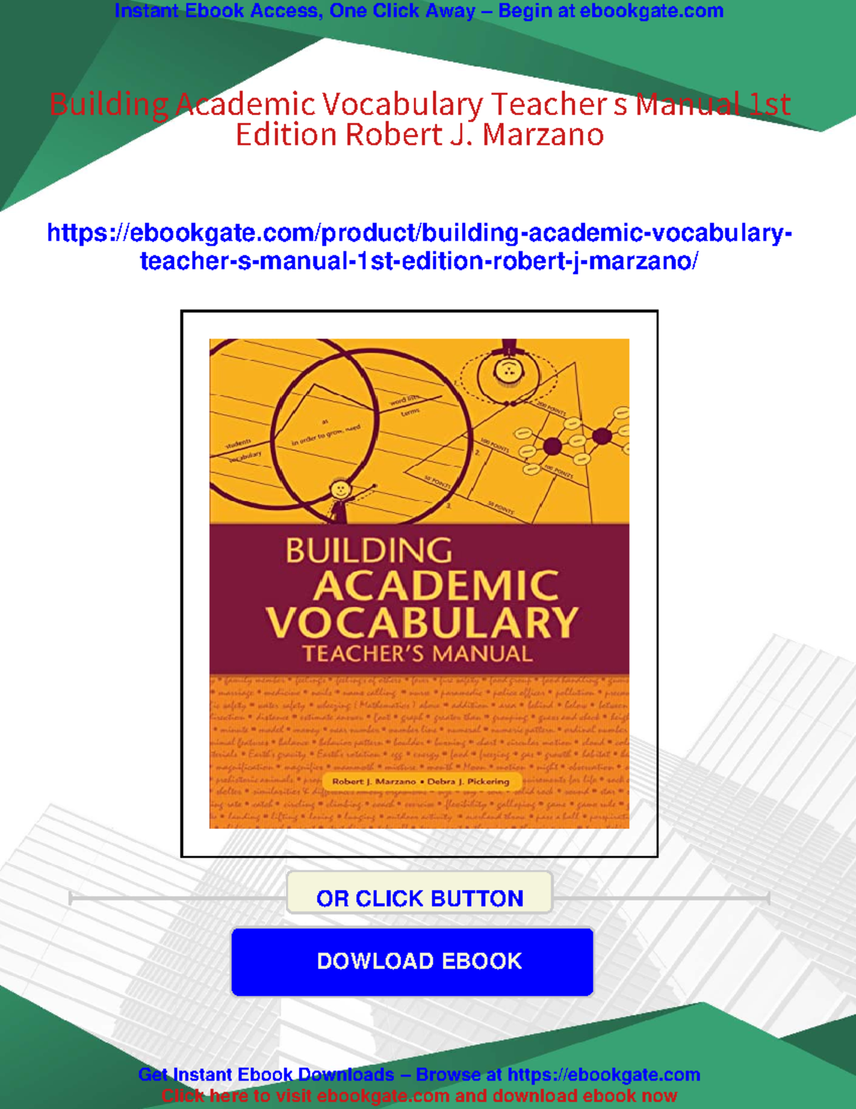 Building Academic Vocabulary Manual - 1st Edition by Marzano - Studocu