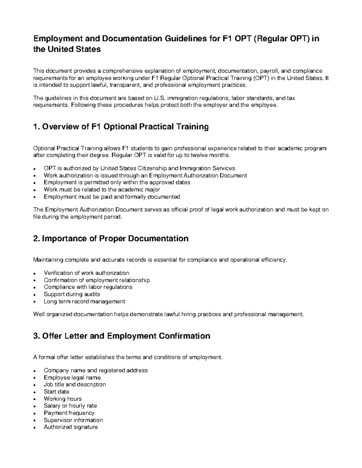 Employment & Documentation Guidelines for F1 OPT in the U.S. - Studocu