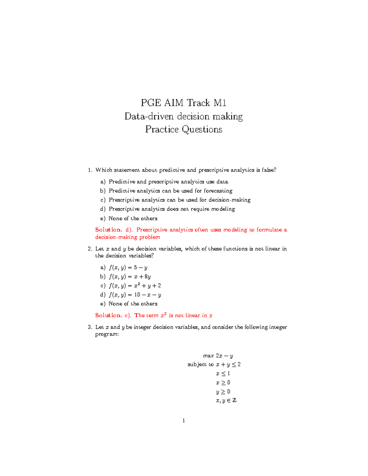 DDDM Practice Qs & Answers for PGE AIM Track M Study Guide - Studocu