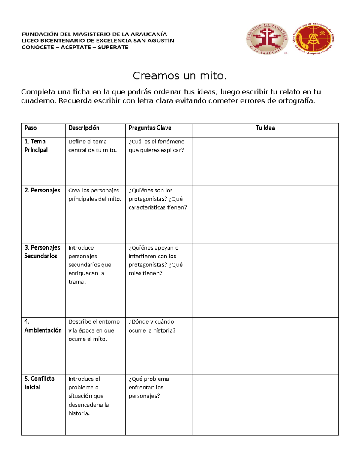 Creación de un mito: Guía para el relato en clase - Studocu