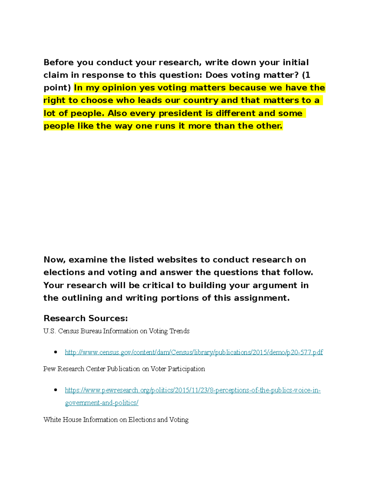 Voting Matters: A Research Outline & Argument (1.1.7 - 1223) - Studocu