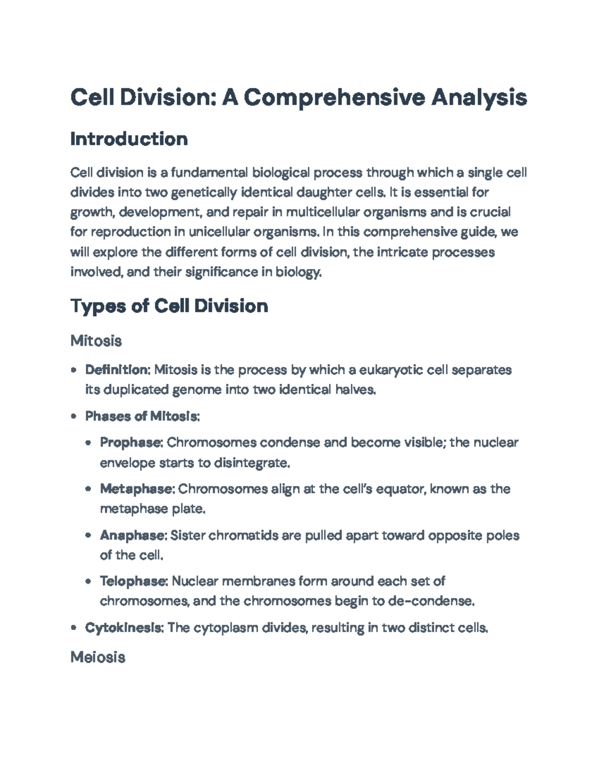 Cell Division: Comprehensive Guide on Mitosis and Meiosis Processes ...