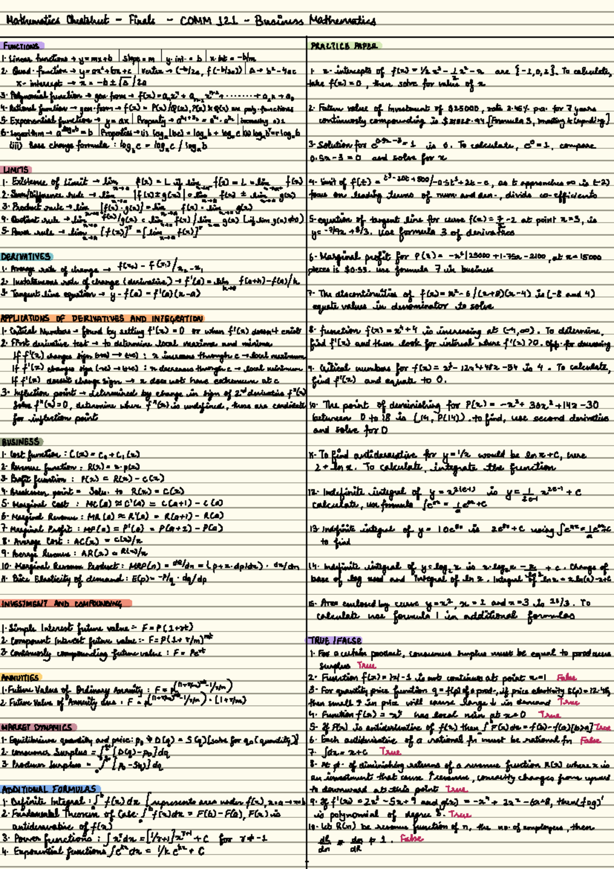 Final Exam Comprehensive Cheatsheet Guide - Studocu