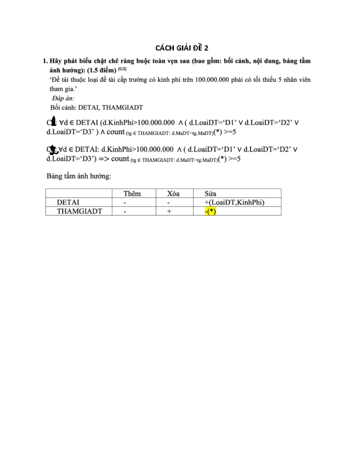 CÁCH GIẢI ĐỀ 2 - SQL 2023-2024 - Studocu