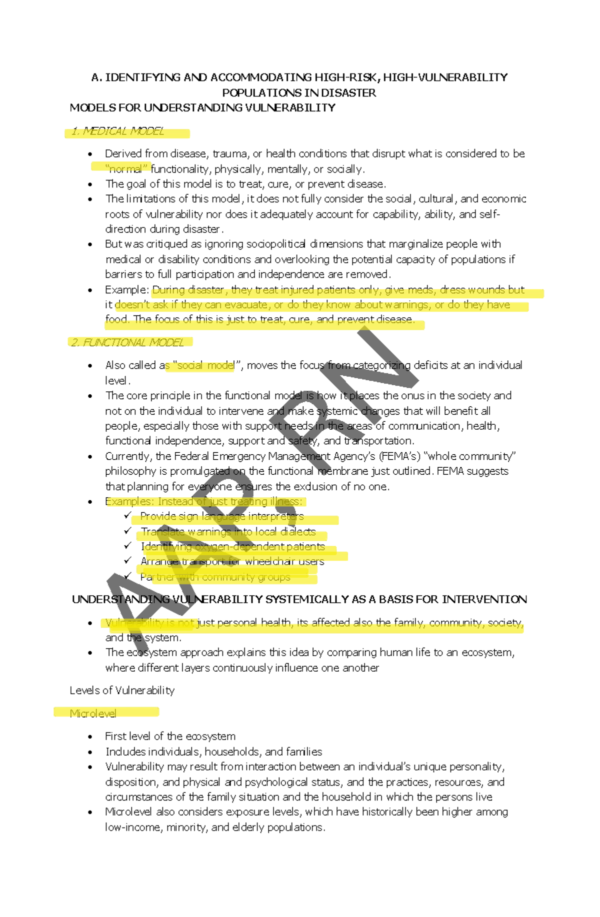 Disaster Nursing Midterm Study: Understanding Vulnerability and ...
