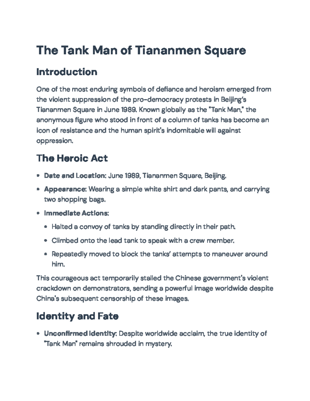 The Tank Man of Tiananmen Square: A Symbol of Courage and Resistance ...