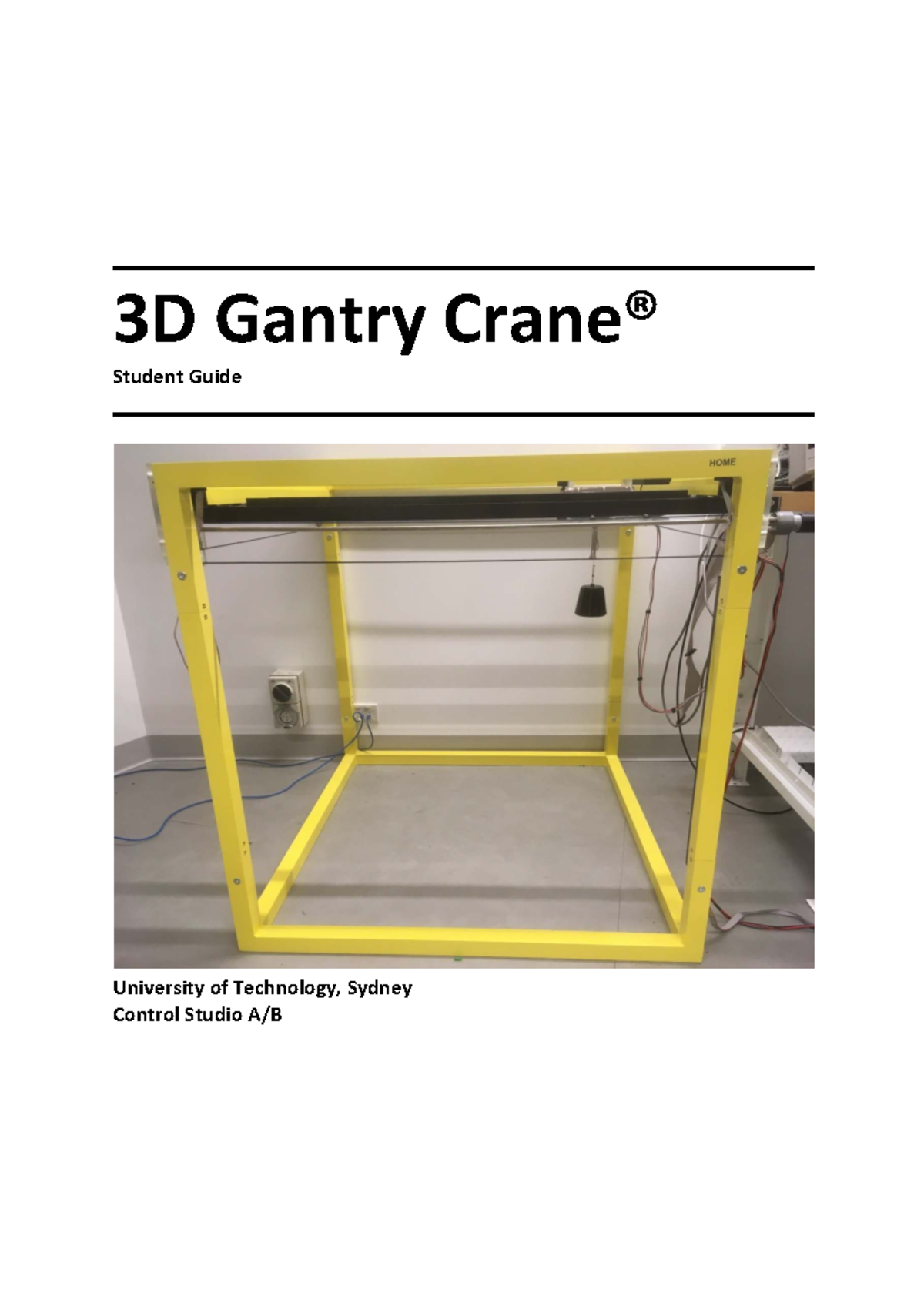3D Gantry Crane Student Guide UTS Control Studio Rev2 - Studocu
