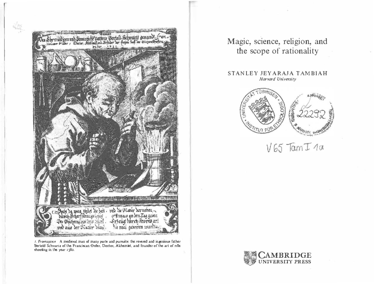 Tambiah, S.T. Magic,science, religion and the scope of rationality Chp6 ...