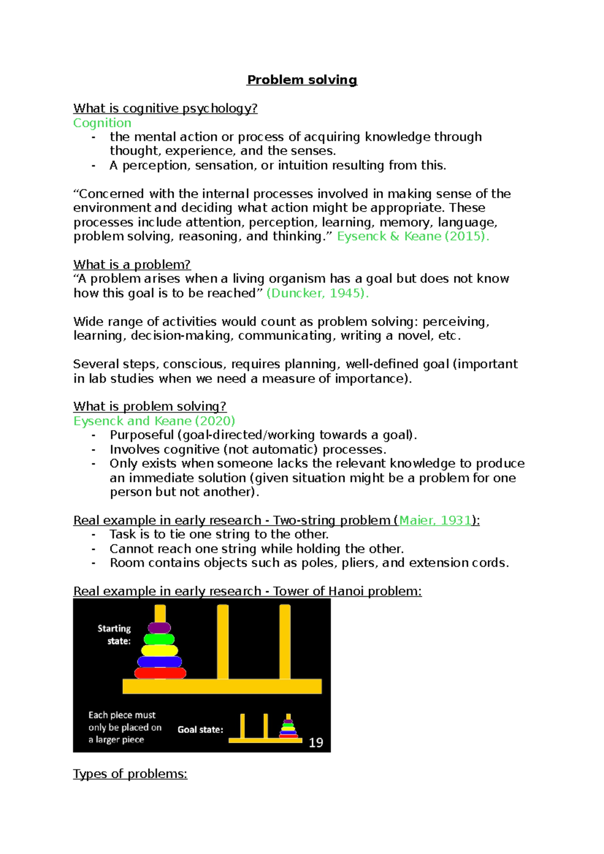 Ps2021 lecture 1 - Problem solving What is cognitive psychology ...