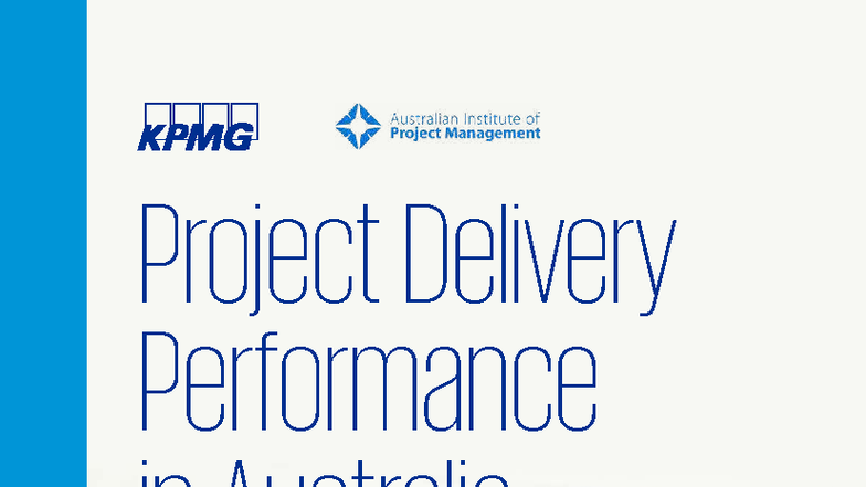 AIPM & KPMG Project Delivery Performance Survey 2020 Insights - Studocu