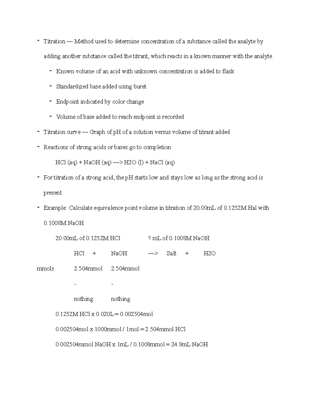 CHEM 10:4 Titration, SRFc - Titration — Method used to determine ...