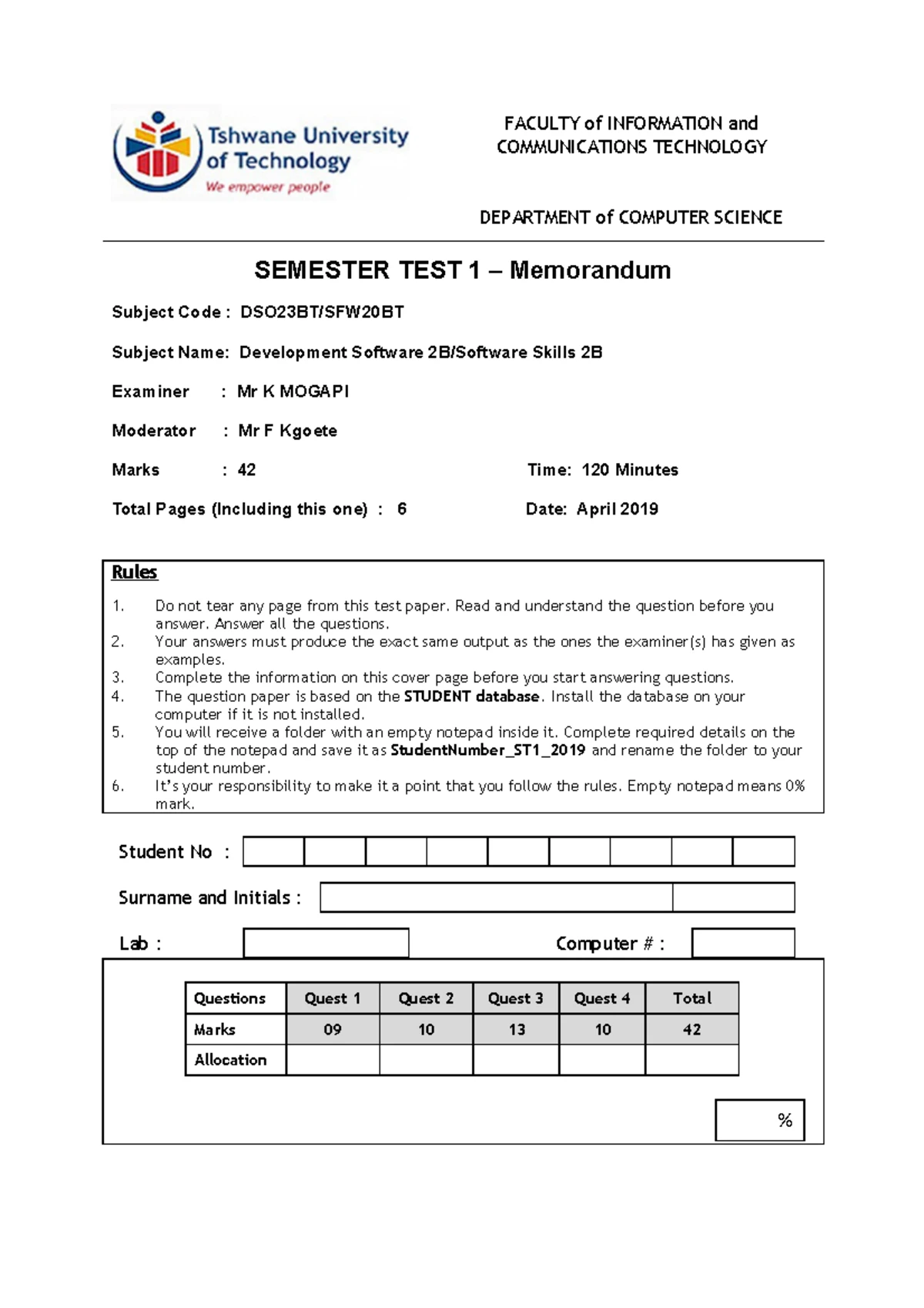 MIP exam - MIP Test2 - MIP exam Question 2 You are required to carry ...