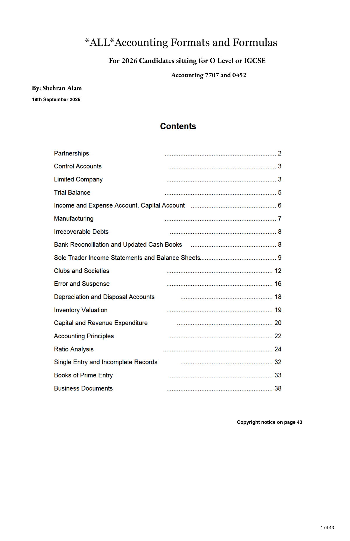 Accounting Formats and Rules for O Level/IGCSE 7707 & 0452 Candidates ...