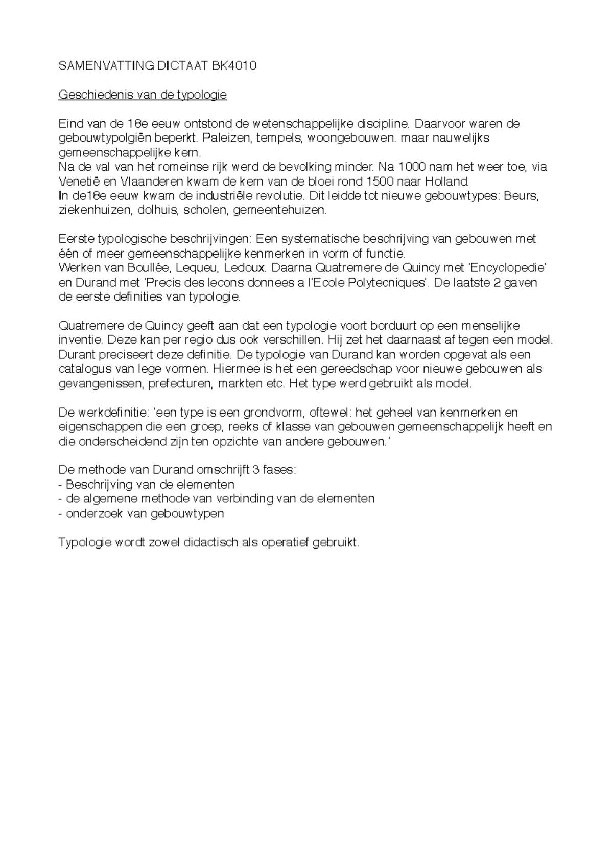 Samenvatting van het dictaat BK4010 - Architectonische Basisbegrippen ...