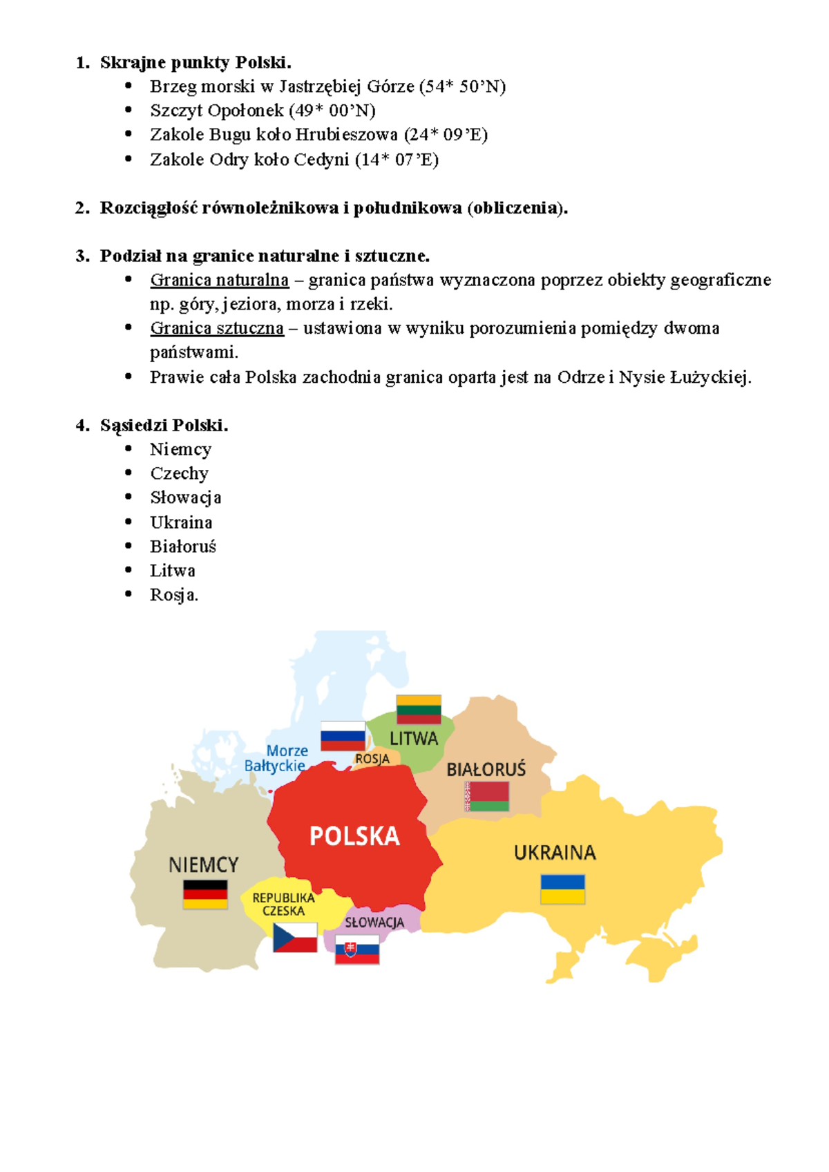 Geografia 7 - Notatki o Granicach i Glebach Polski - Studocu