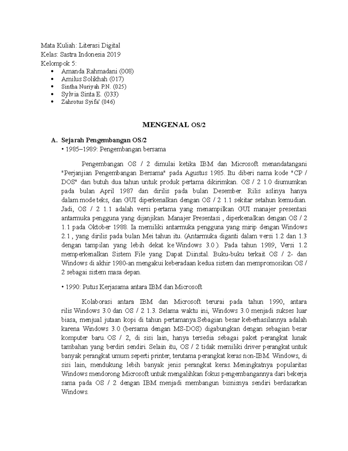Kelompok 5 - Literasi Digital: Sejarah, Karakteristik & Jenis OS/2 ...