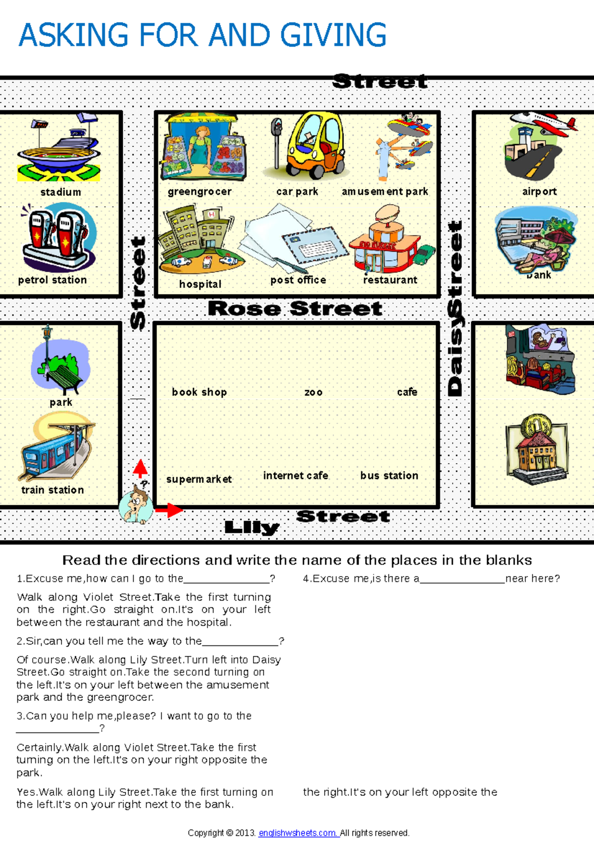 Asking for and Giving Directions Worksheet (ENG 101) - Studocu