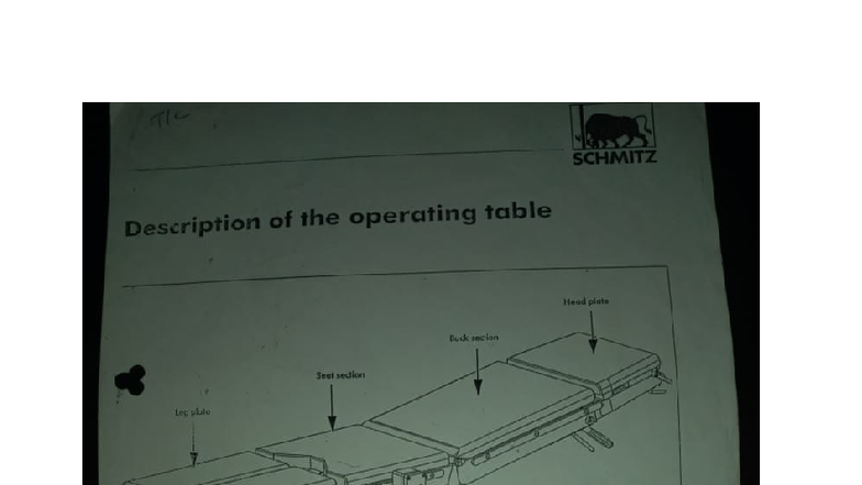 Operational Theatre Table Overview and Maintenance Guide - Studocu