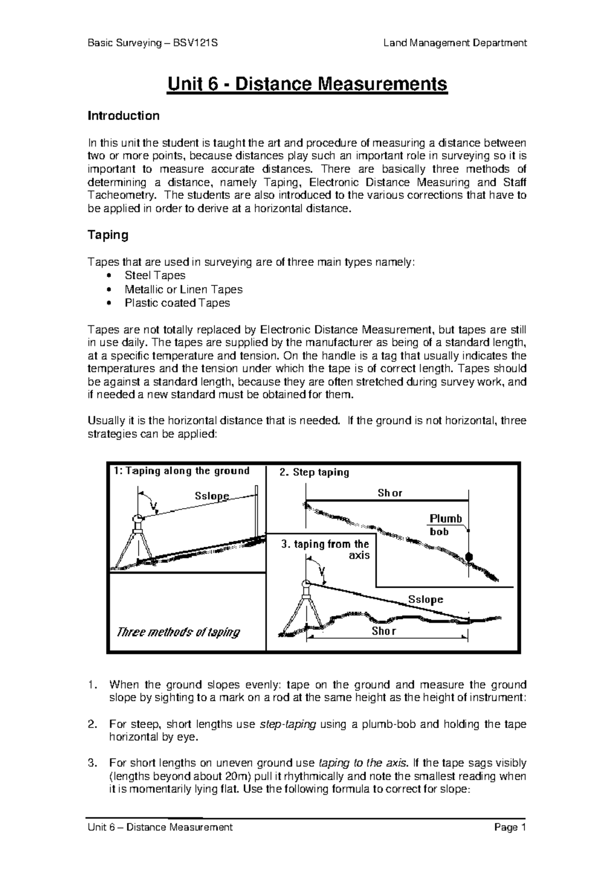 Introduction to Surveying and Mapping - Unit 6- Distance Measurements ...