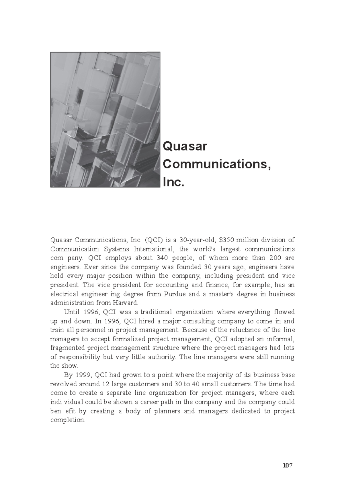 Case Study: Project Management Challenges at Quasar Communications (QCI ...