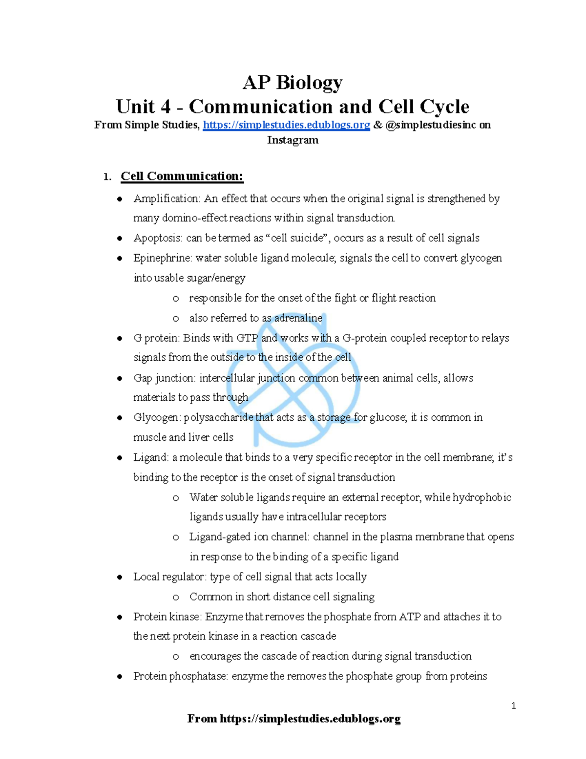 AP Biology Unit 4: Cell Communication & Signal Transduction Notes - Studocu
