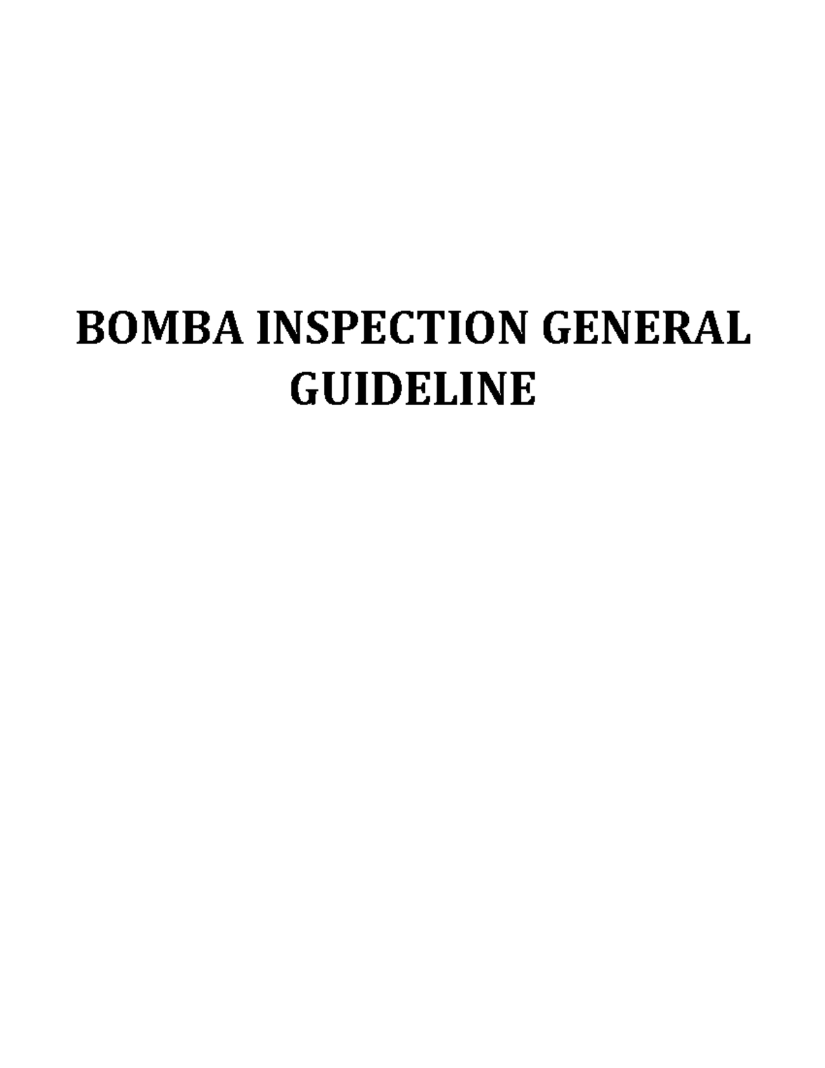 Bomba Inspection Guidelines V2018: Procedures & Requirements - Studocu