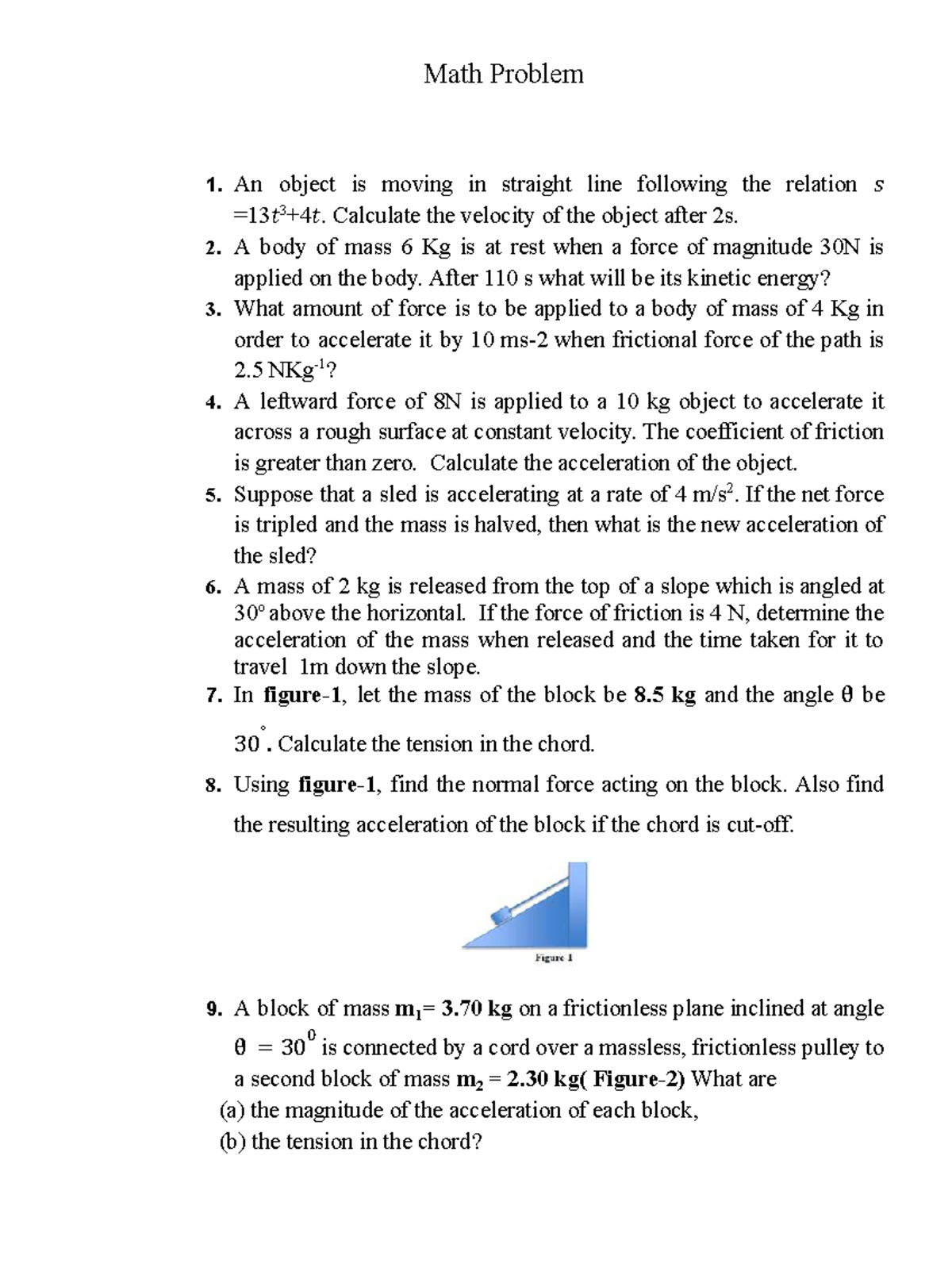 Math 101: Mechanics Problem Set and Solutions - Studocu
